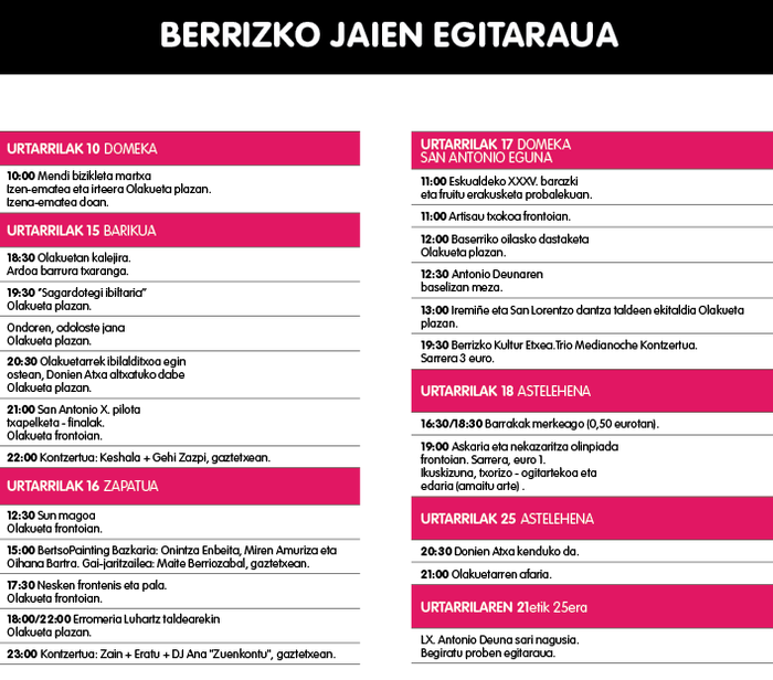 Olakuetako jaien egitaraua - Anboto.org